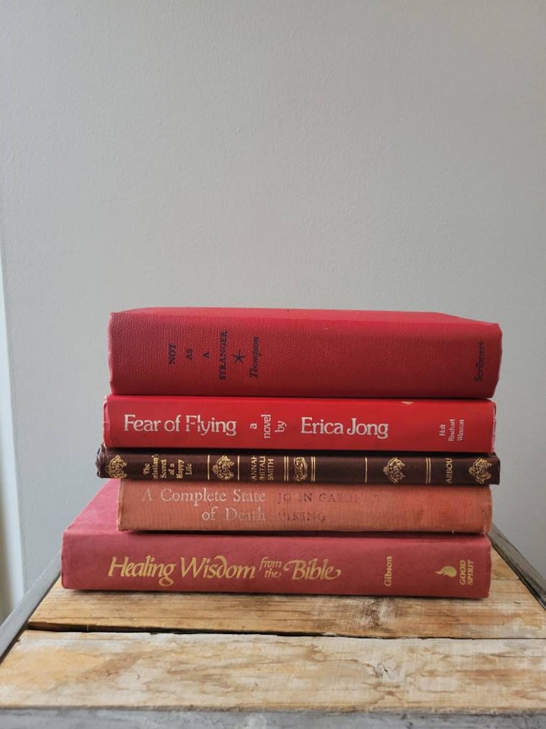 Vintage Red Book Stack. Old Red Book Set. Red Book Decor - Etsy