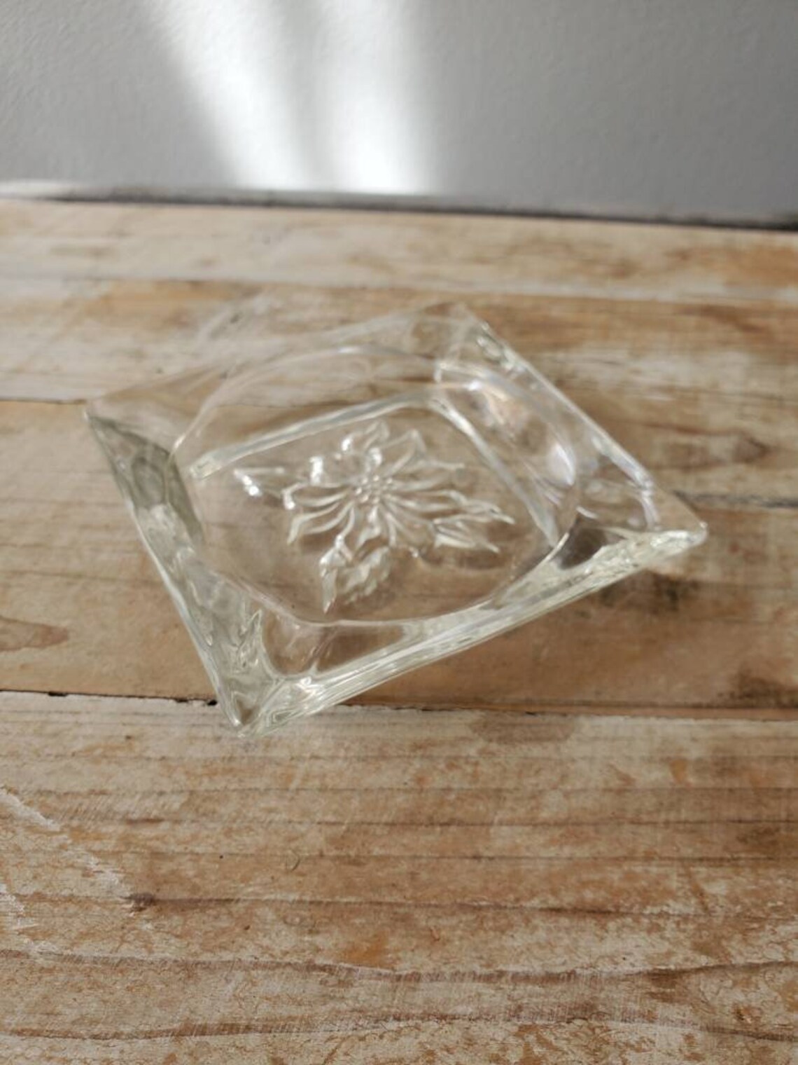 Vintage Clear Glass Ashtray. Old Retro Flower Ashtray. Smoking ...