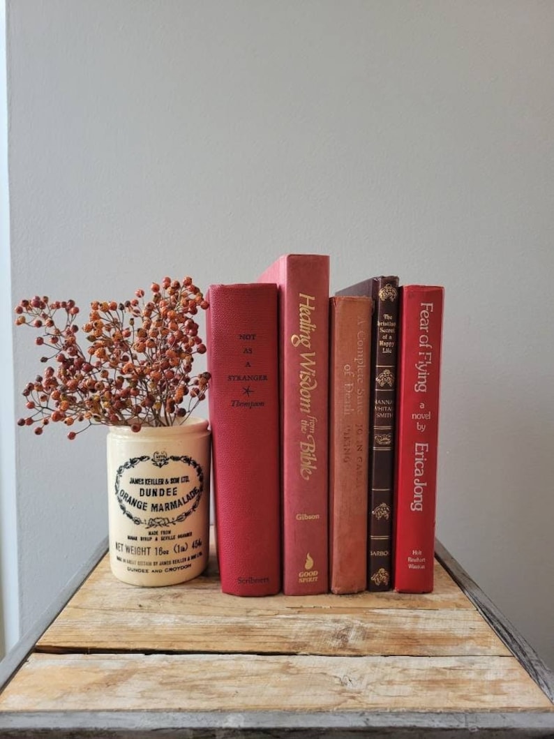 Vintage Red Book Stack. Old Red Book Set. Red Book Decor - Etsy