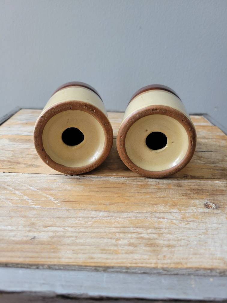 Vintage Brown Crockery Salt and Pepper Shakers. Old Crock Salt - Etsy