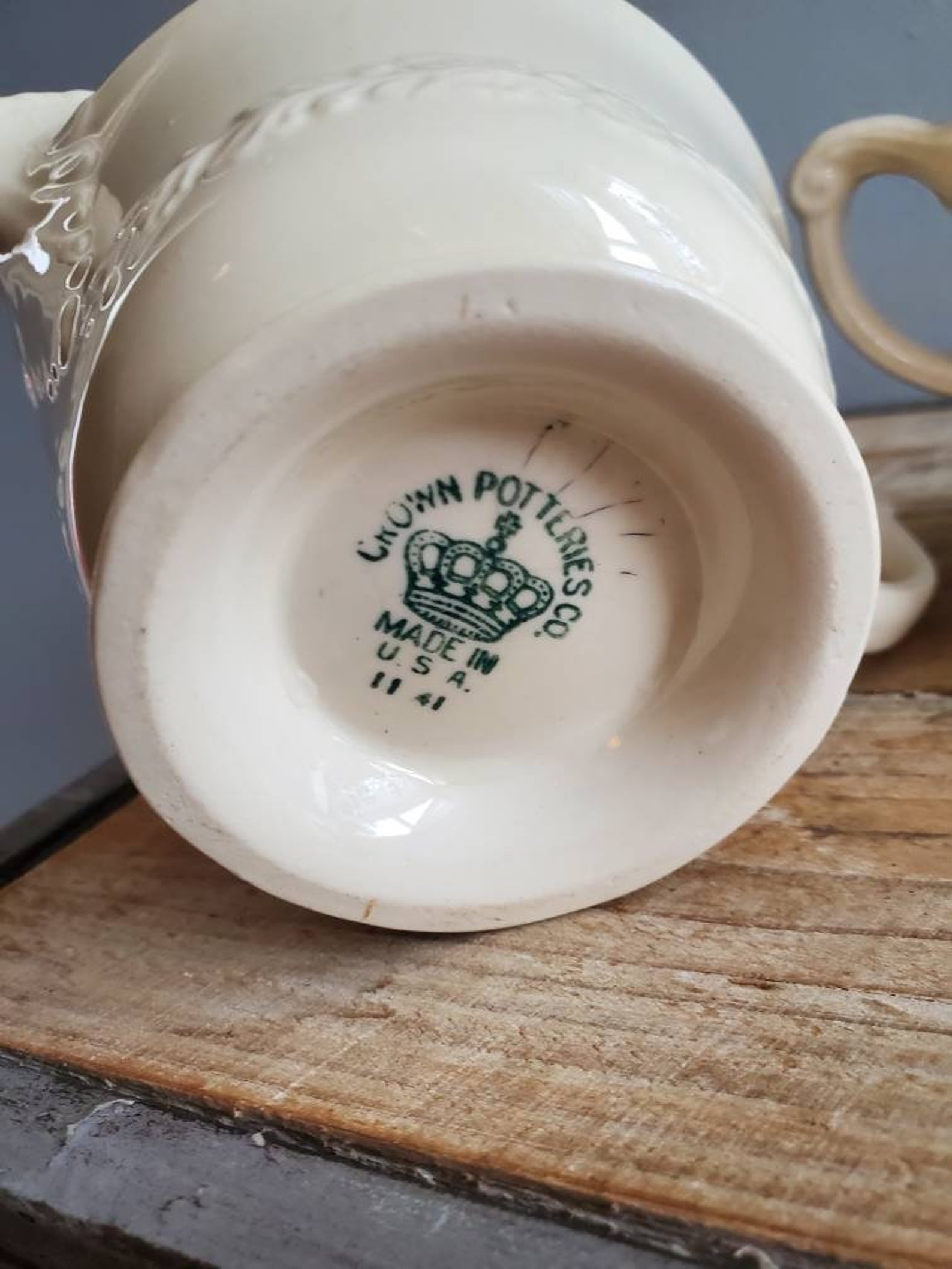 Vintage Crown Pottery Company Ironstone Creamer and Sugar | Etsy