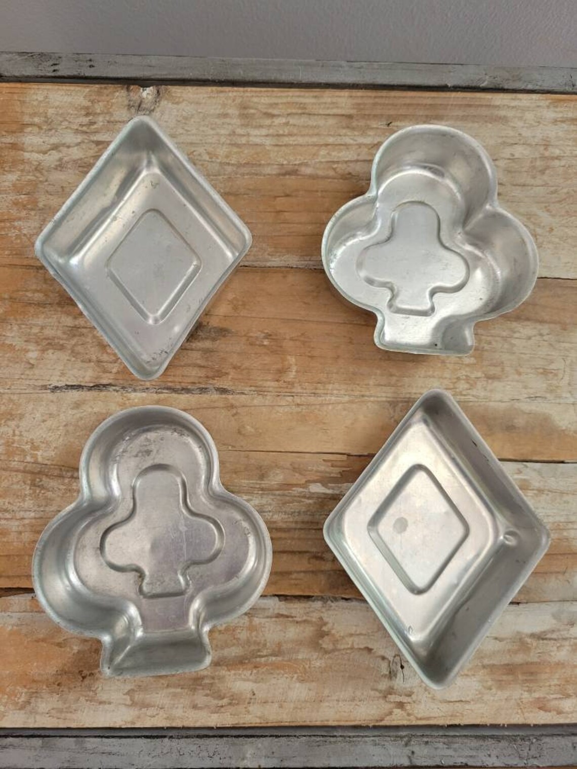 Small Vintage Aluminum Diamond and Club Molds. Old Aluminum | Etsy