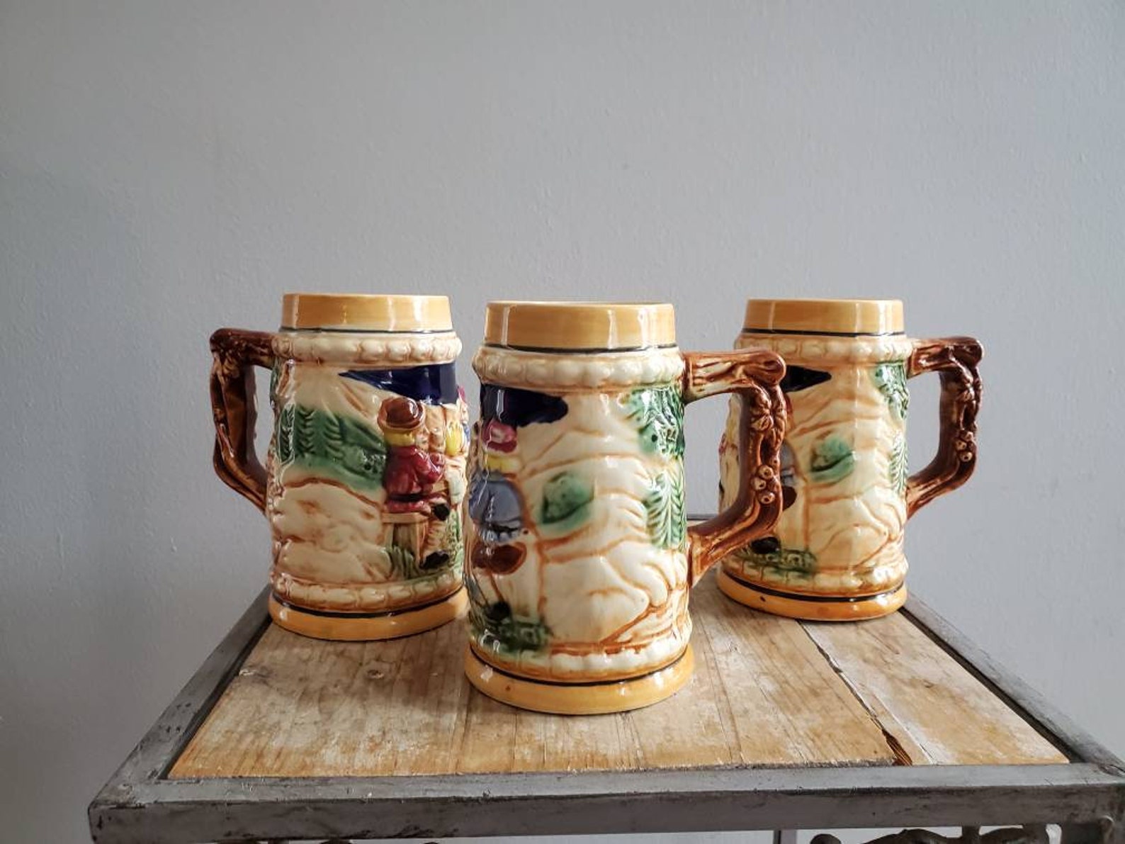 Vintage Set of 3 Made in Japan Beer Steins. Old Beer Mugs. Antique ...