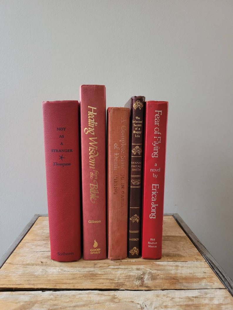 Vintage Red Book Stack. Old Red Book Set. Red Book Decor - Etsy