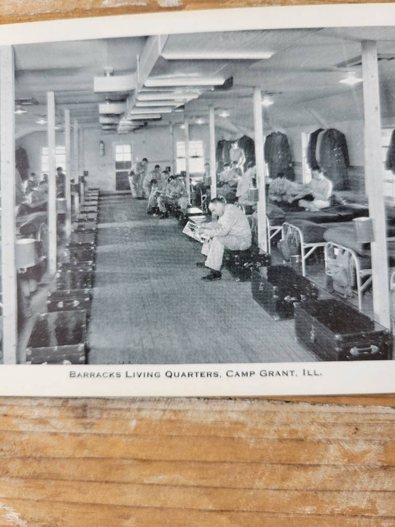 Vintage Barracks Living Quarters, Camp Grant Illinois Post Card. Old ...