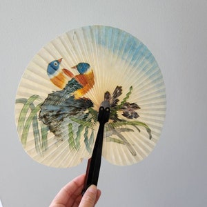 Vintage Chinese Hand Held Paper Fan. Old Paper Fan - Etsy