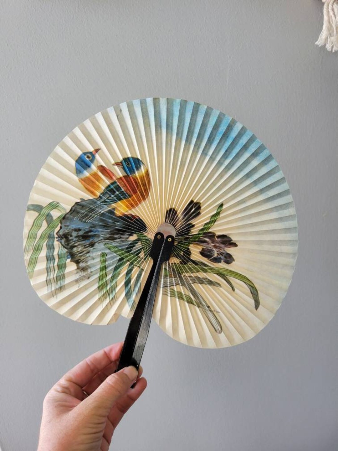 Vintage Chinese Hand Held Paper Fan. Old Paper Fan - Etsy