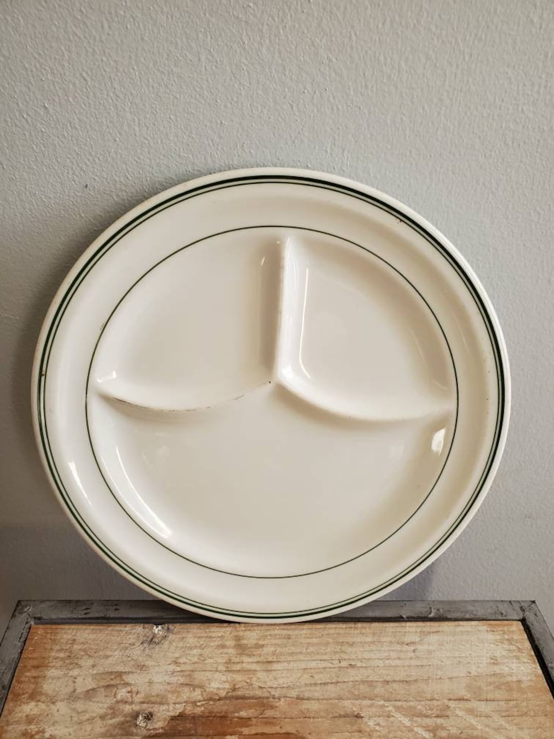 Vintage Sterling China Green Rim Plate. Antique Vitrified China ...