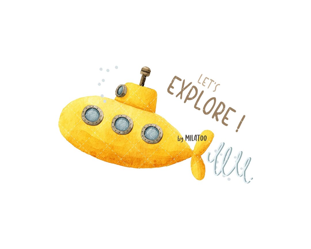 Submarine Text, Sailing Nursery PNG Sublimation File, Transfer, Heat ...