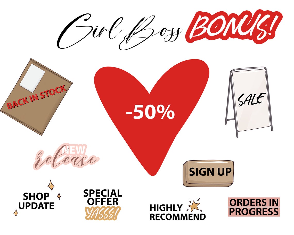 Girl Boss Clipart Reseller Digital Illustration Set Etsy Online Seller ...