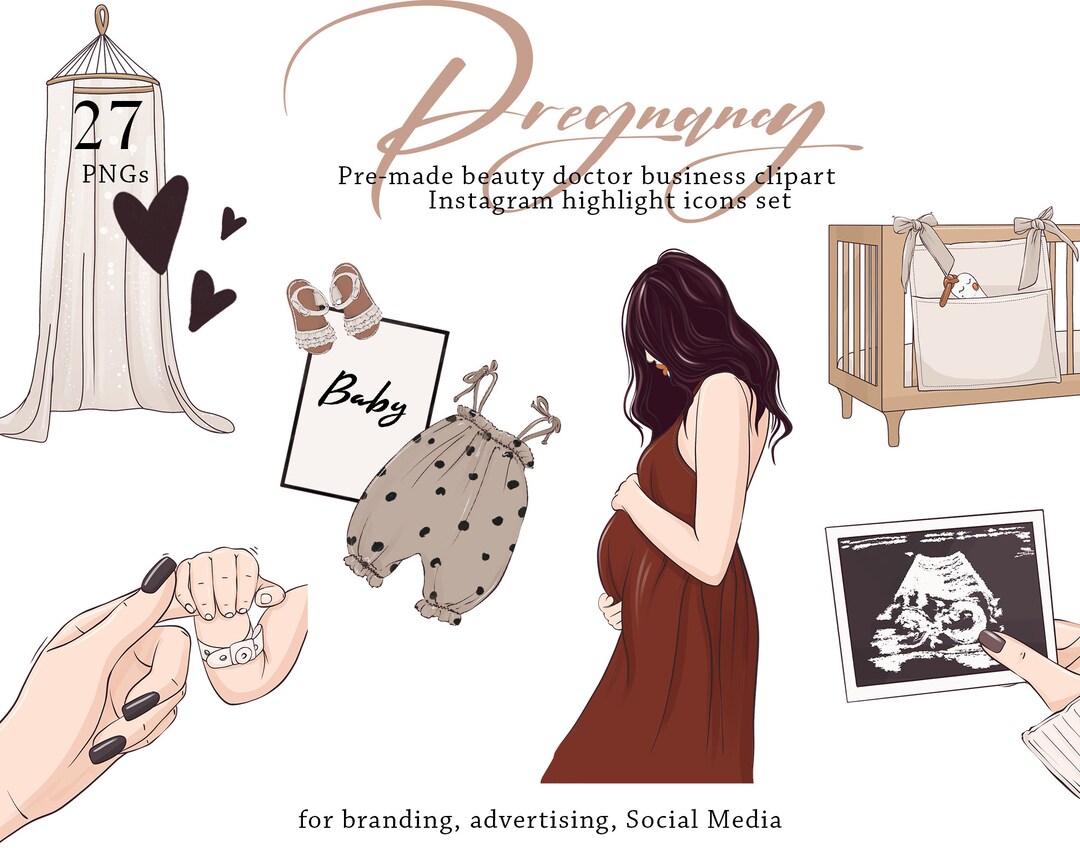 Pregnancy Clipart Mom-to-be Illustration 9-month Expecting Baby ...