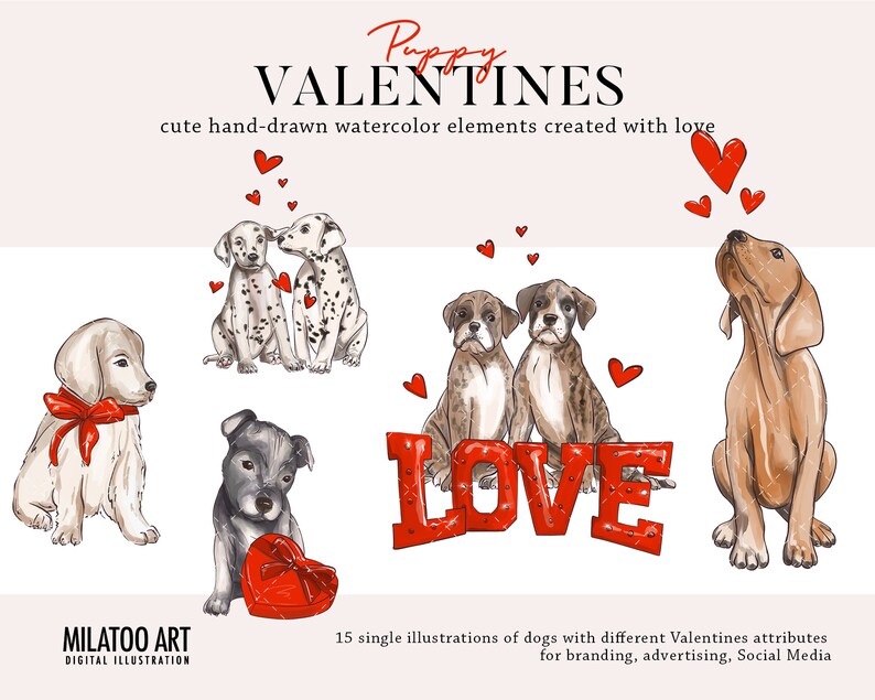Dogs Valentine's Day Clipart Pet Lovers 14 February, Pet Breeds Love ...