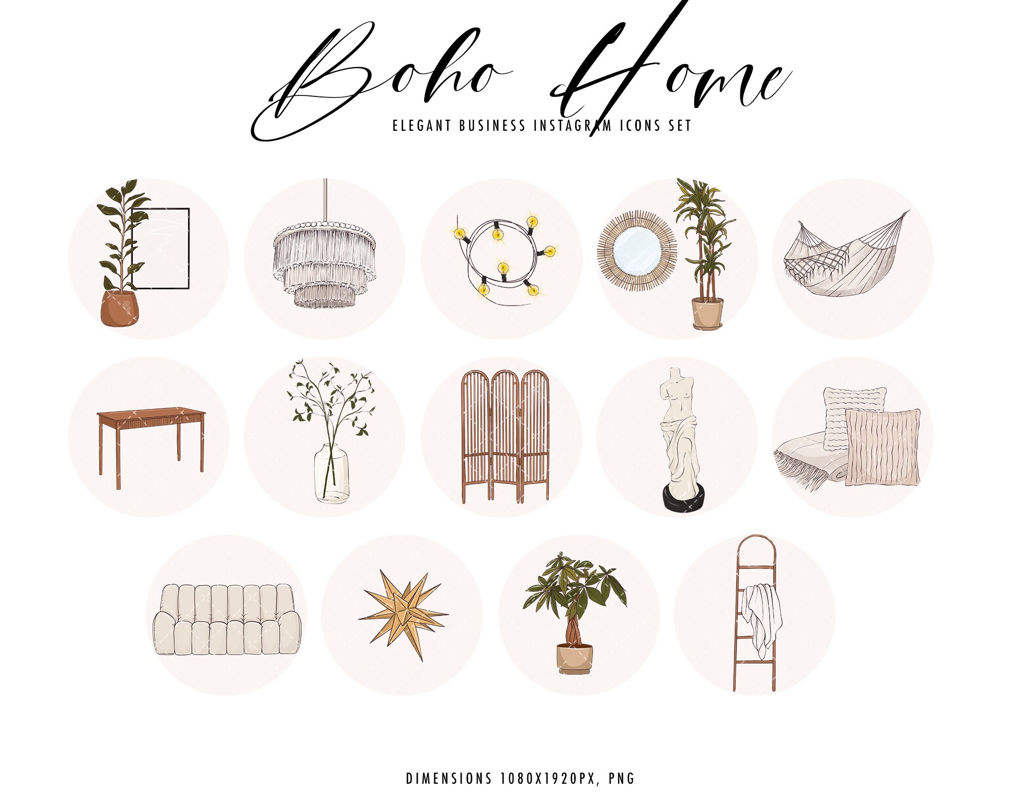 Home Decor Boho Clipart Interior Design Furniture Icons Blog - Etsy