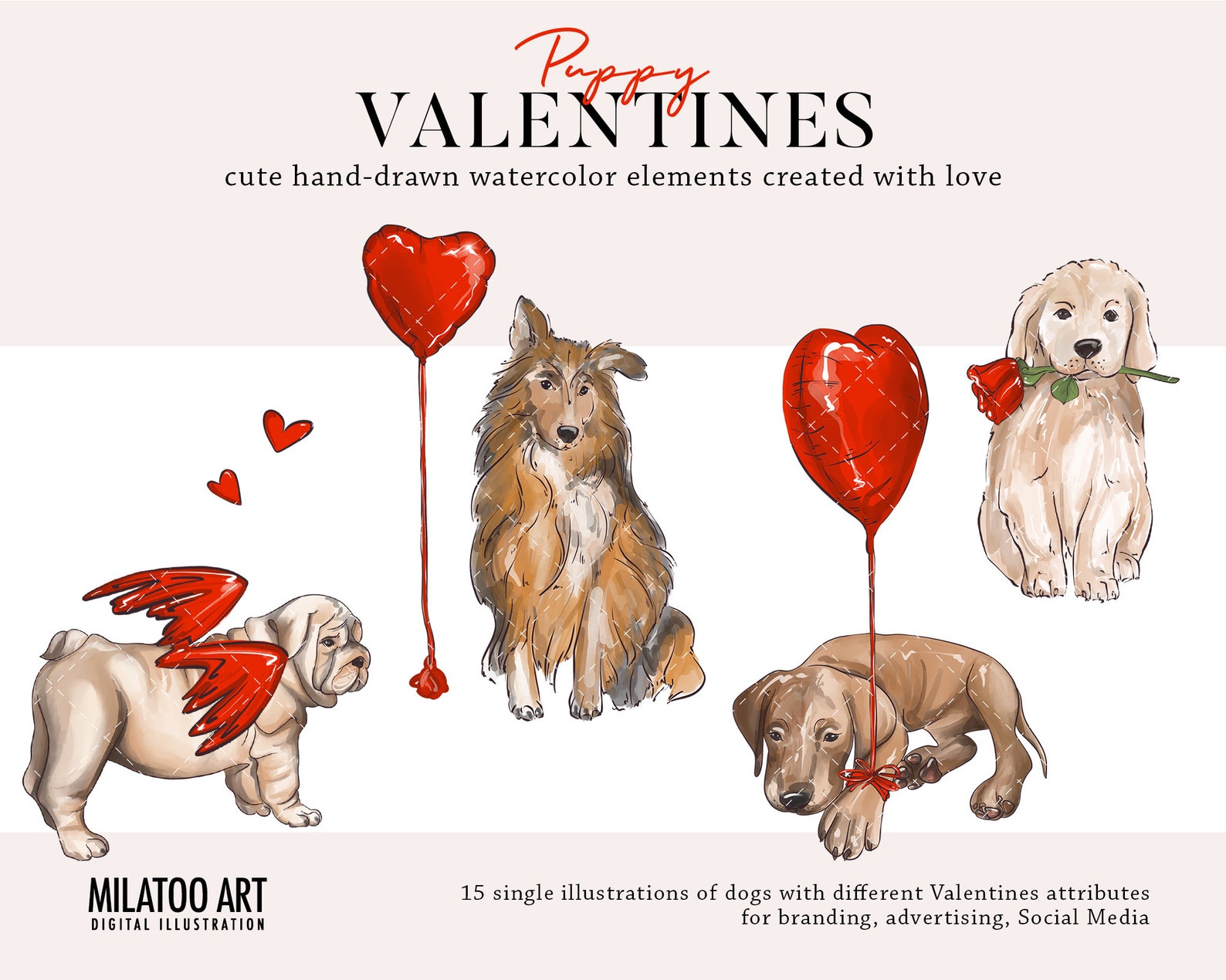 Dogs Valentine's Day Clipart Pet Lovers 14 February, Pet Breeds Love ...