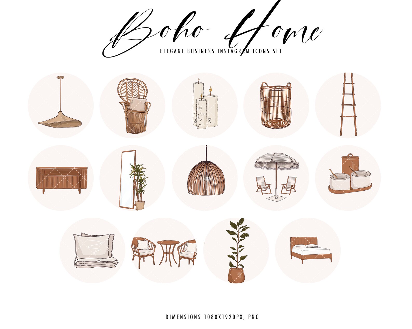Home Decor Boho Clipart Interior Design Furniture Icons, Blog ...