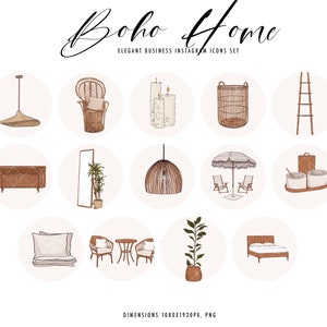 Home Decor Boho Clipart Interior Design Furniture Icons, Blog ...
