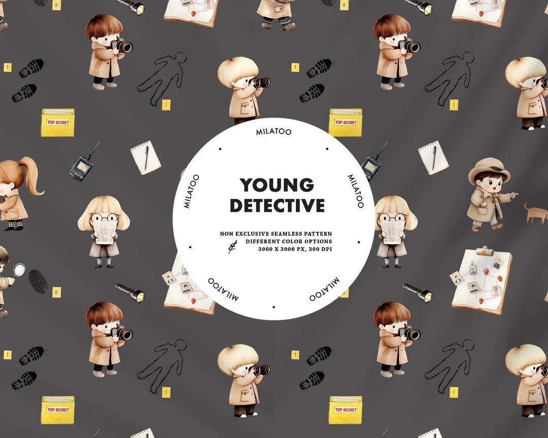 Boy Detective Seamless Repeat Pattern, Secret Agent Nursery Textile ...