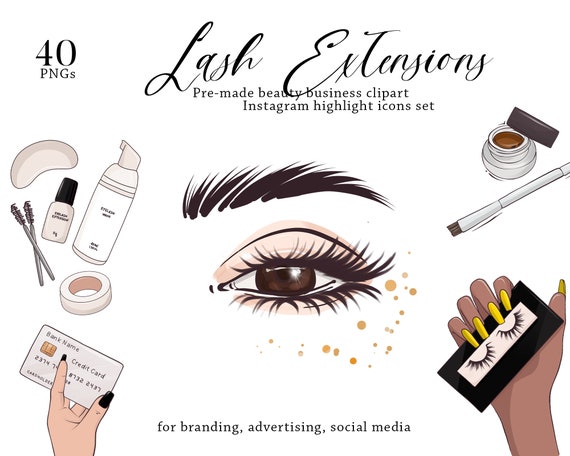Lash Extensions Clipart Icons Set Eyelash Lift and Tint - Etsy