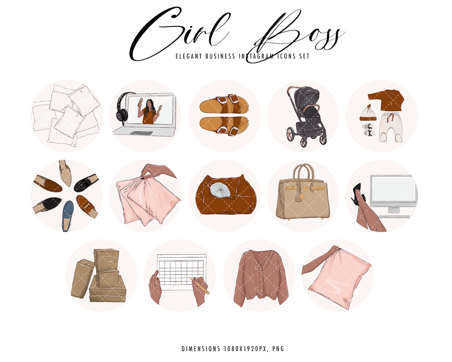 Girl Boss Clipart Reseller Digital Illustration Set Etsy Online Seller ...