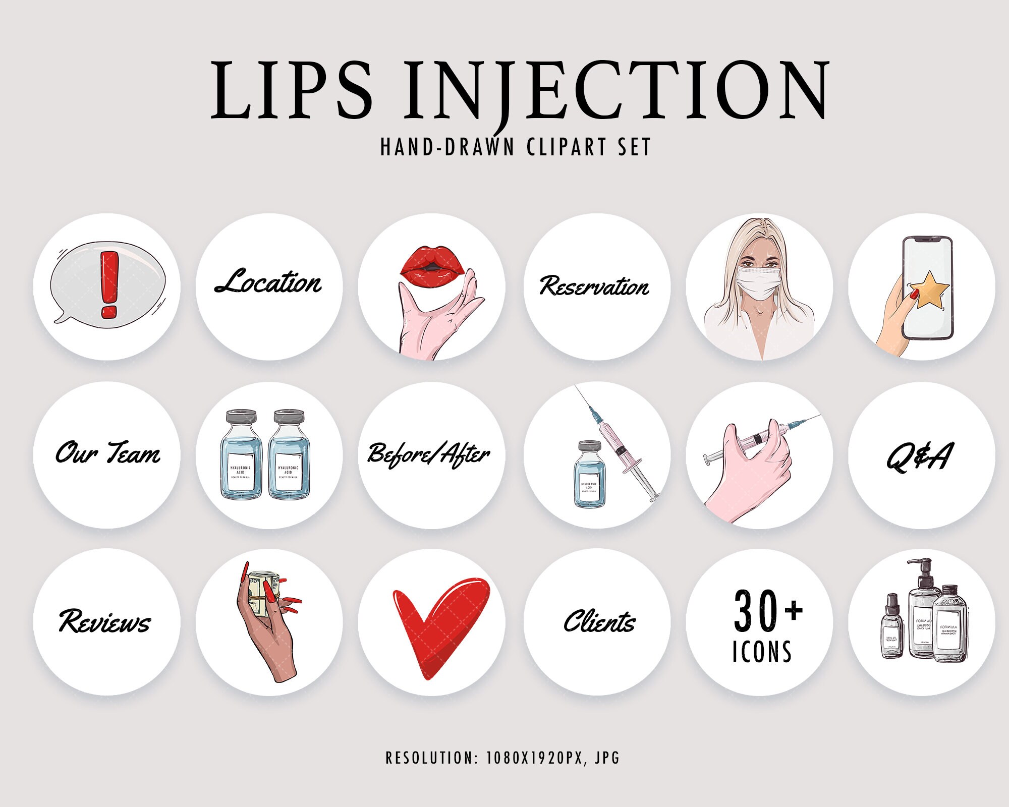 Beauty Icon Clipart Lip Injection Artist Instagram Story, Chin & Jaw ...