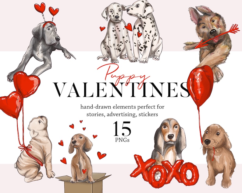 Dogs Valentine's Day Clipart Pet Lovers 14 February, Pet Breeds Love ...