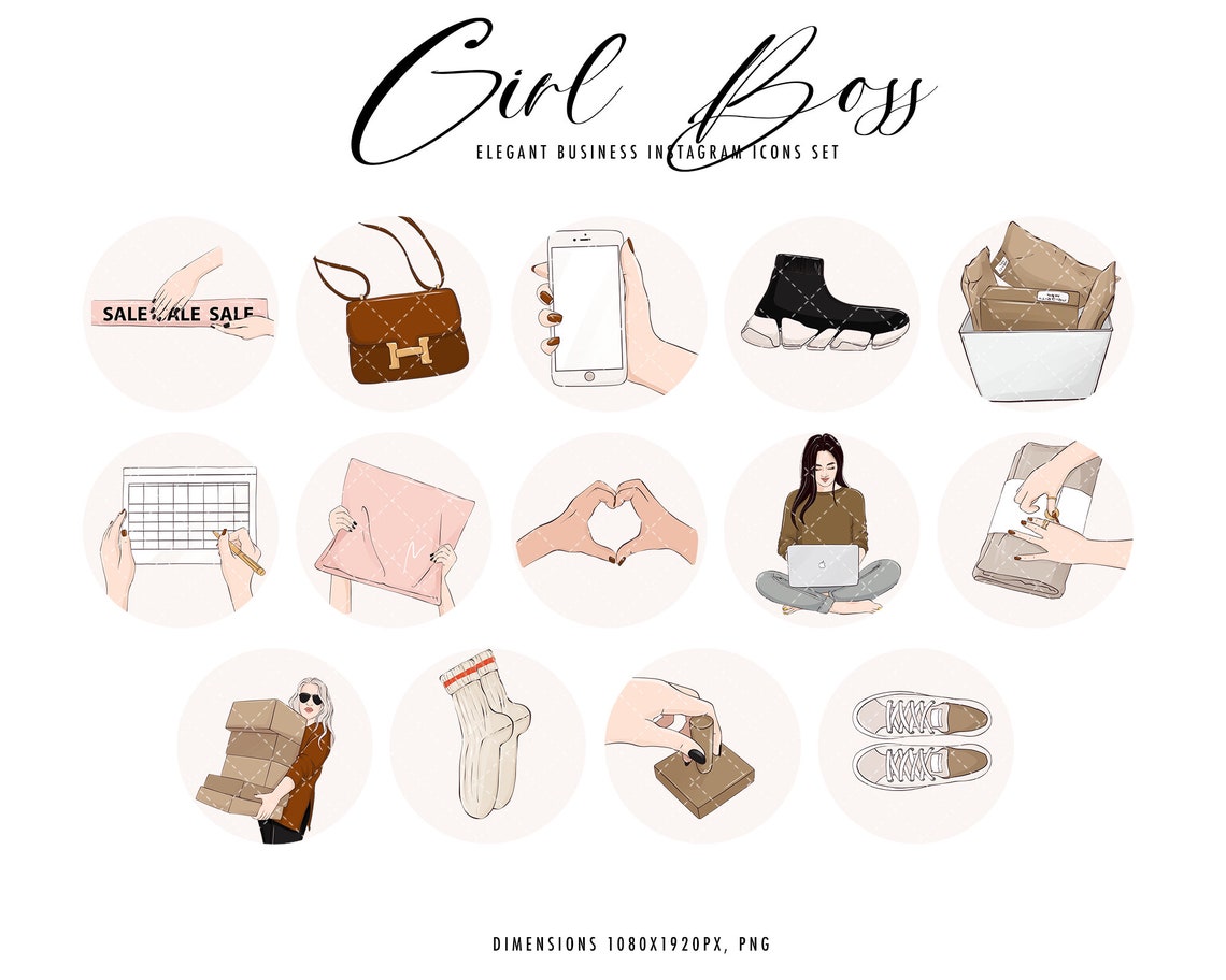 Girl Boss Clipart Reseller Digital Illustration Set Etsy Online Seller ...