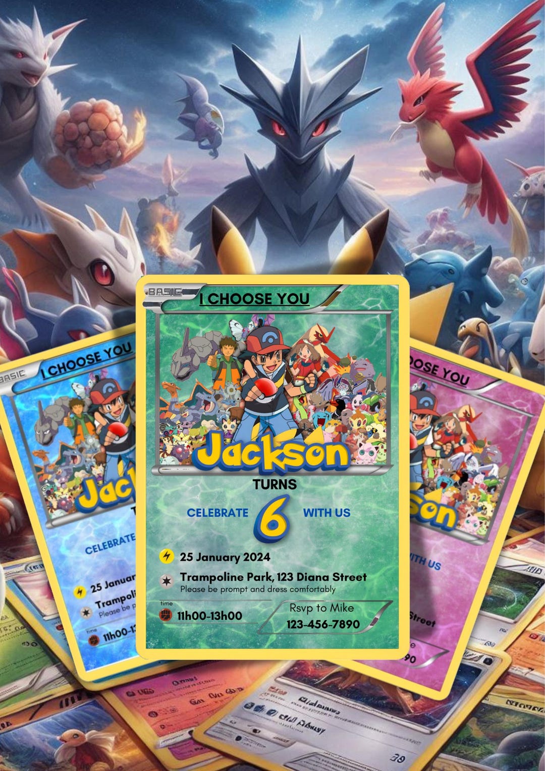 Custom Pokémon Birthday Invitation - Digital Party Invite ...