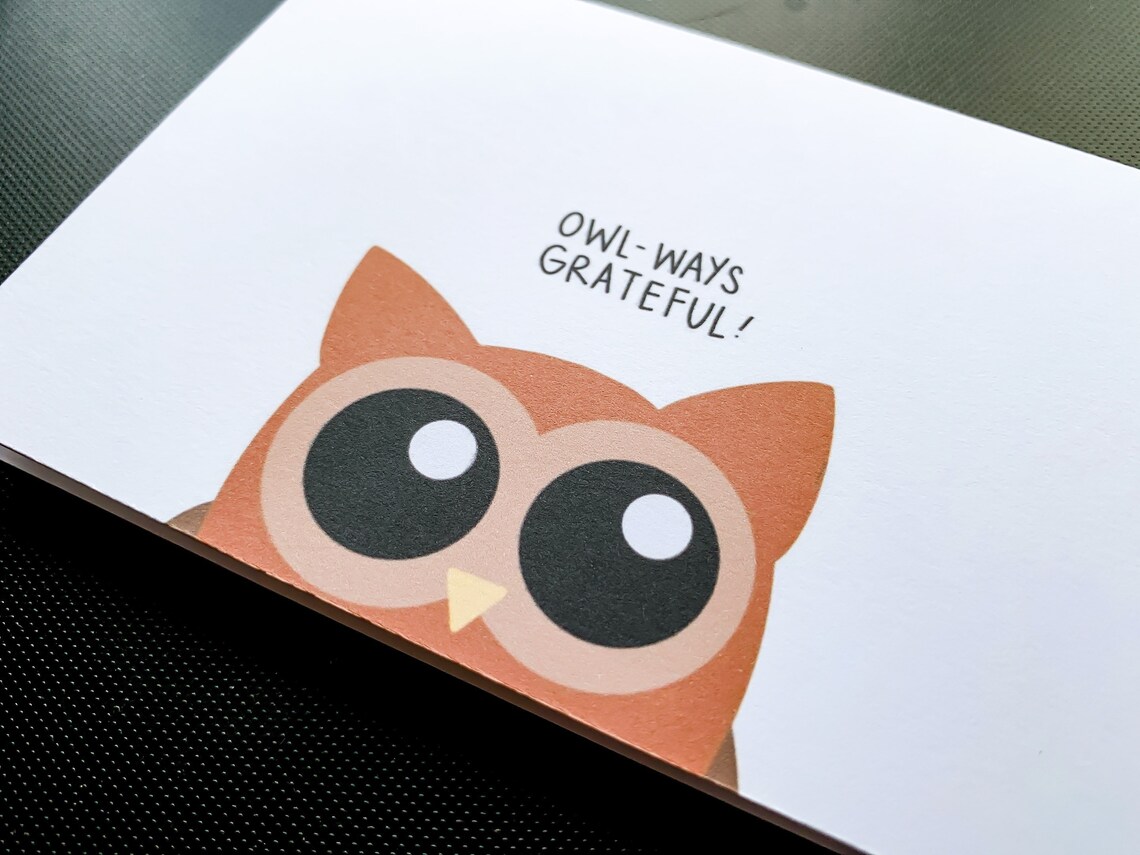 Owl-ways Grateful Card | Cute Owl Card, Grateful Fall Card, Punny ...