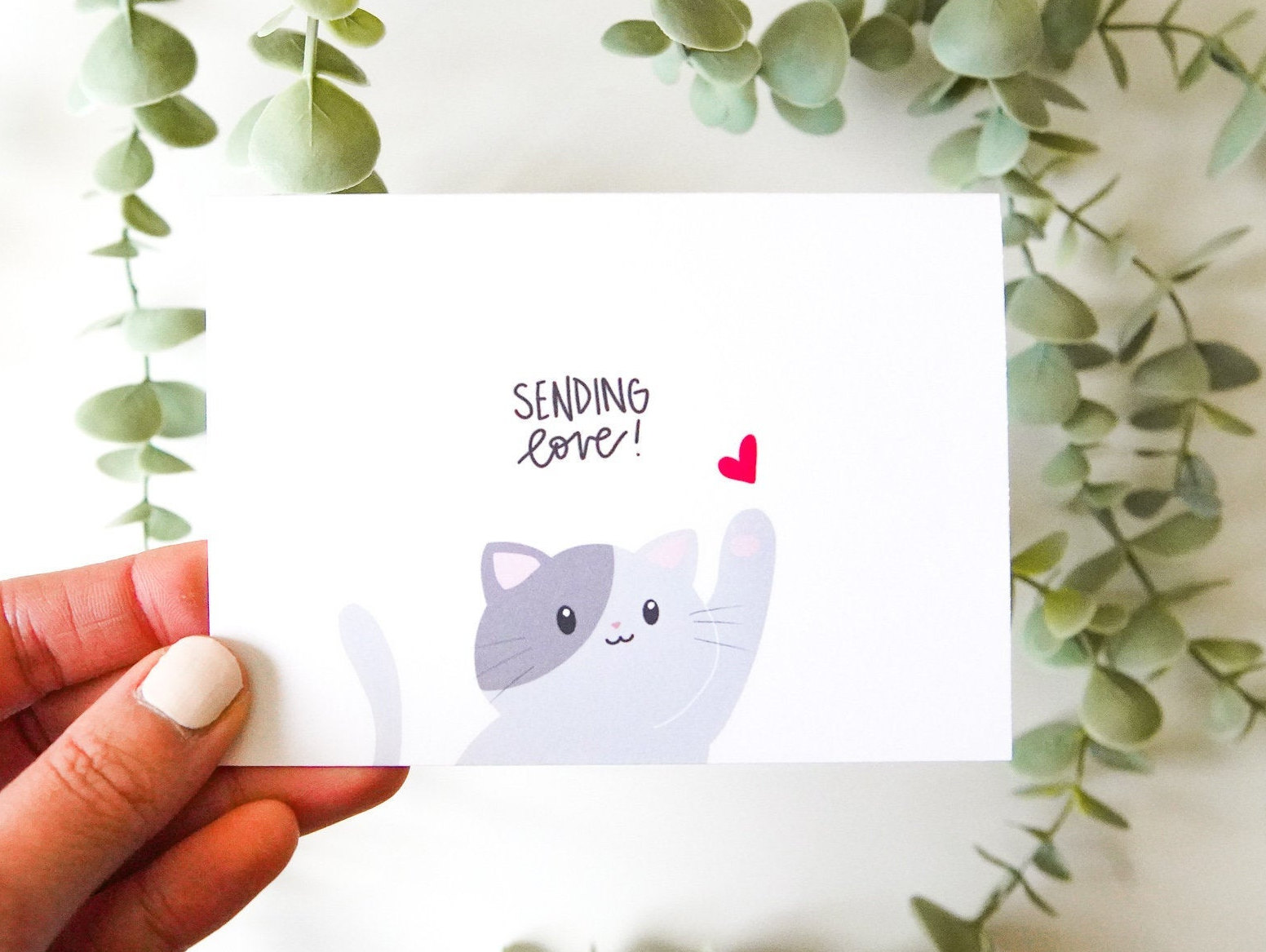 Sending Love Cat Cards | Cute Cat Card Set, Cat Greeting Cards, Cat ...