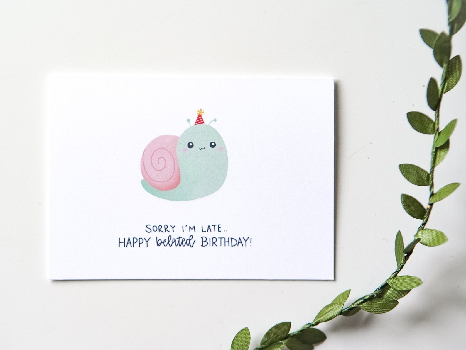 Cute Snail Belated Birthday Card Happy Belated Birthday | Etsy