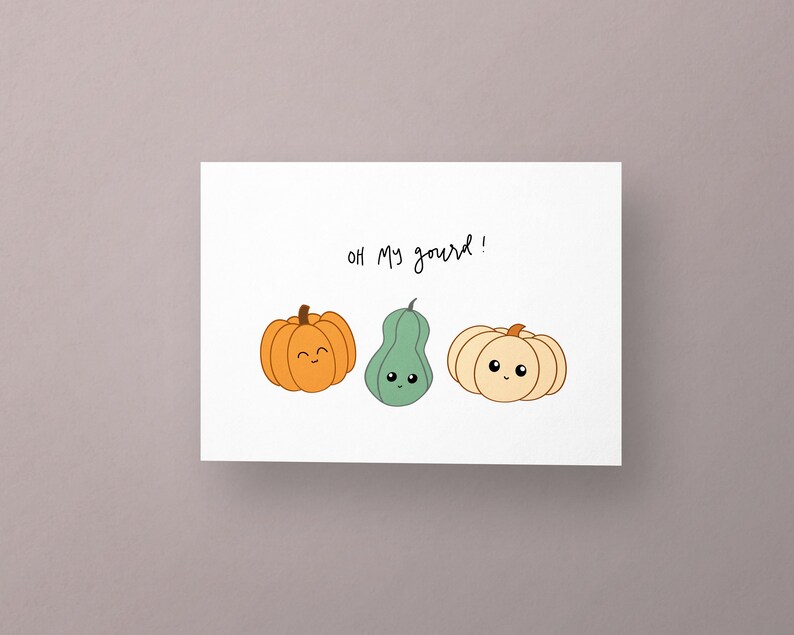 Oh My Gourd Card | Cute Fall Card, Punny Cards, Cute Pun Card, Cute ...