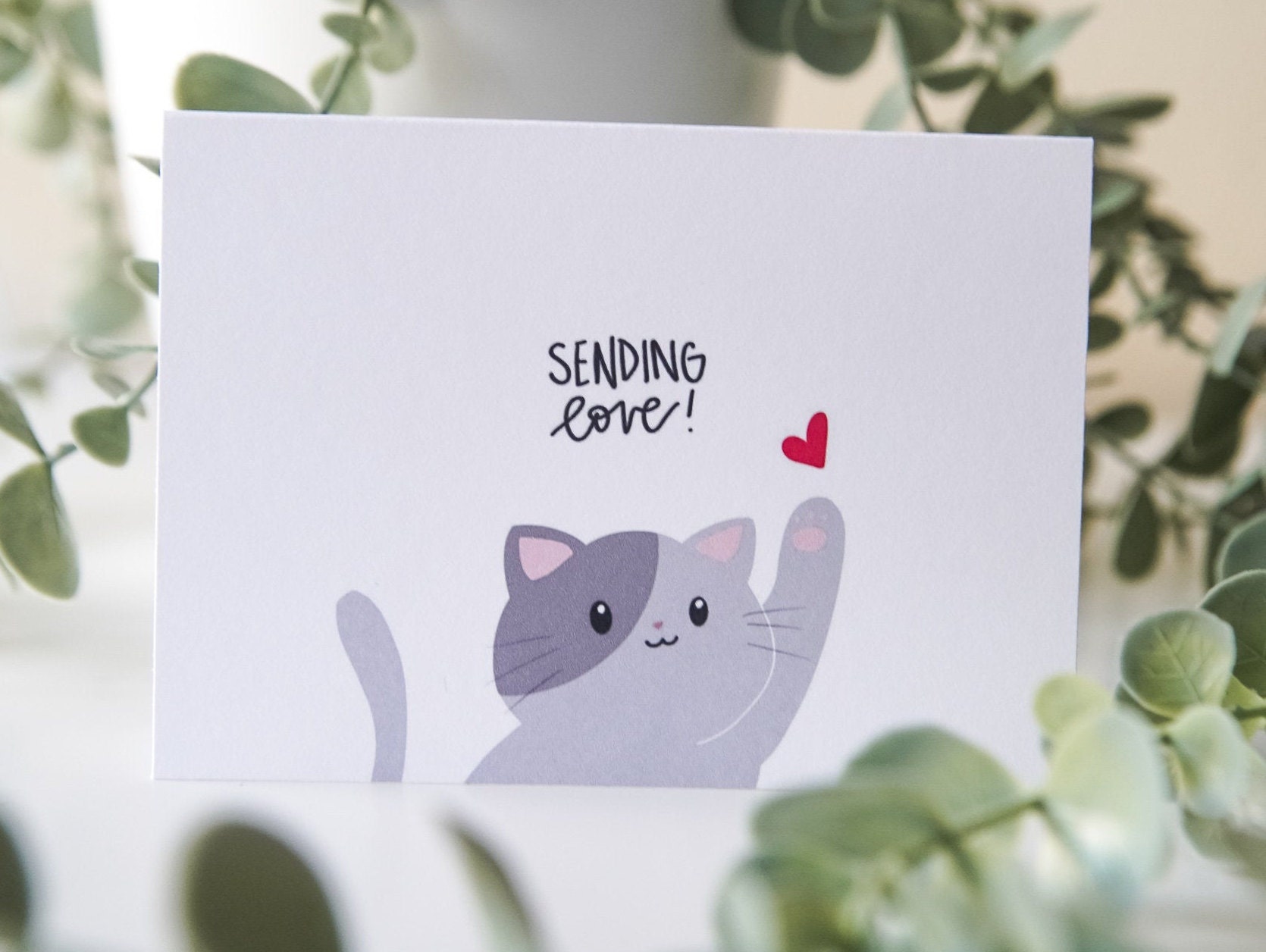 Sending Love Cat Cards Cute Cat Card Set Cat Greeting - Etsy