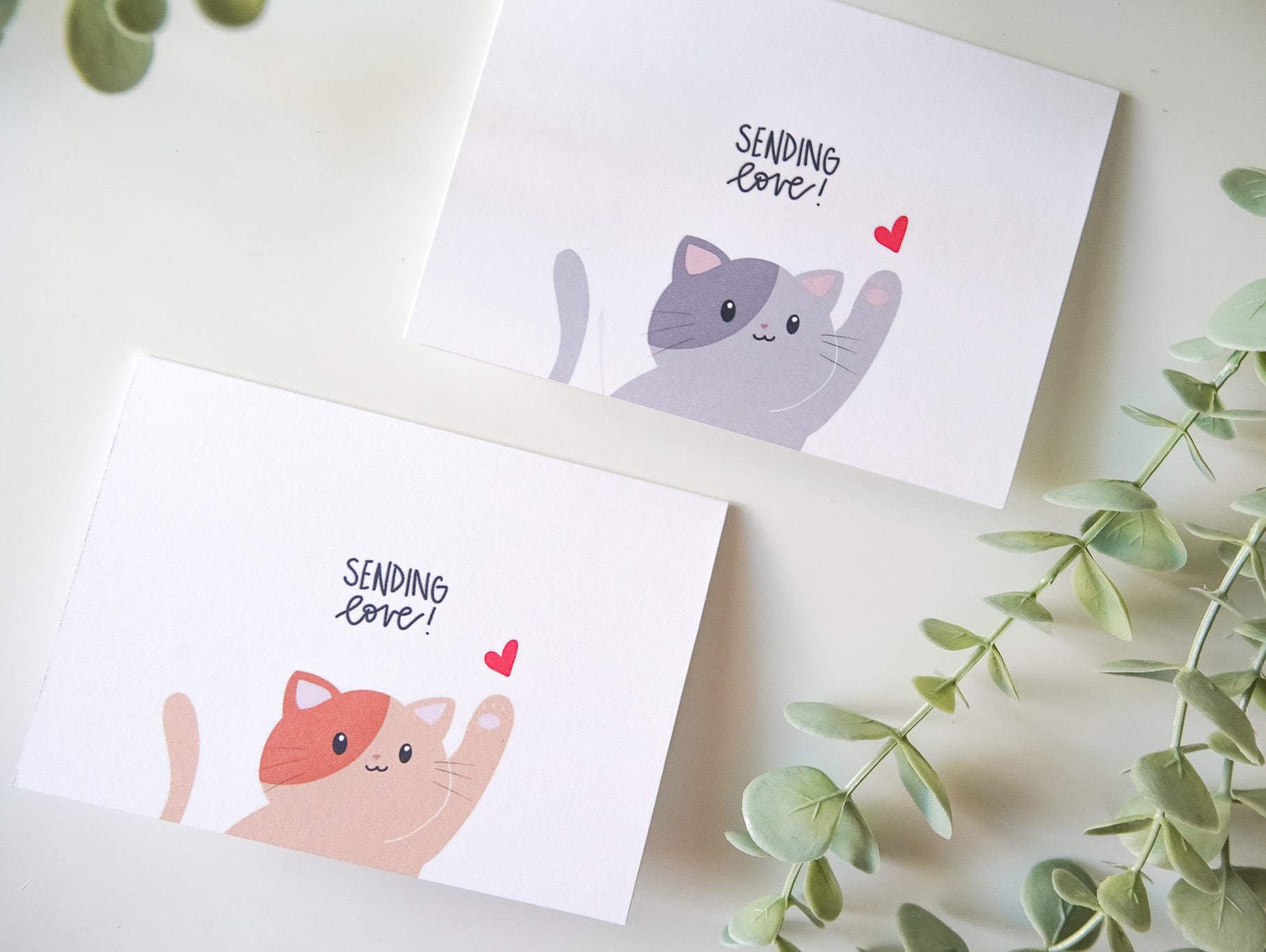Sending Love Cat Cards | Cute Cat Card Set, Cat Greeting Cards, Cat ...