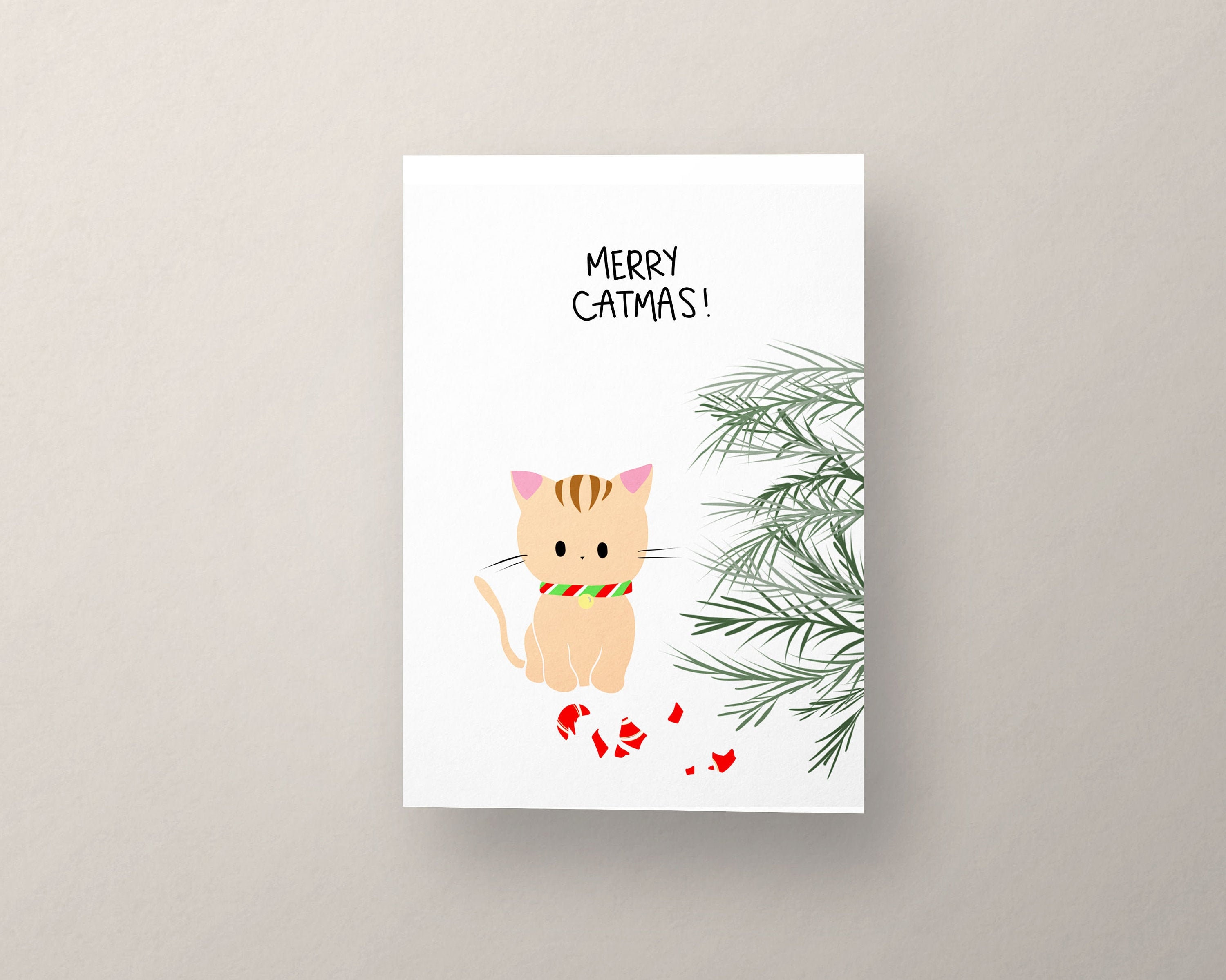 Cute Cat Christmas Card Set Cat Holiday Cards Cute Card - Etsy