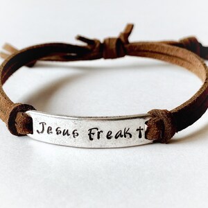 Jesus Freak Bracelet, Hand Stamped Faux Leather Bracelet, Hippy ...