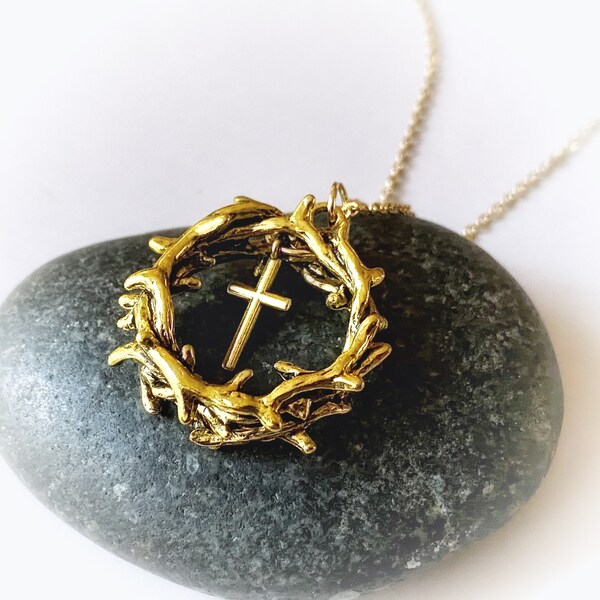 Cross With a Crown Necklace - Etsy