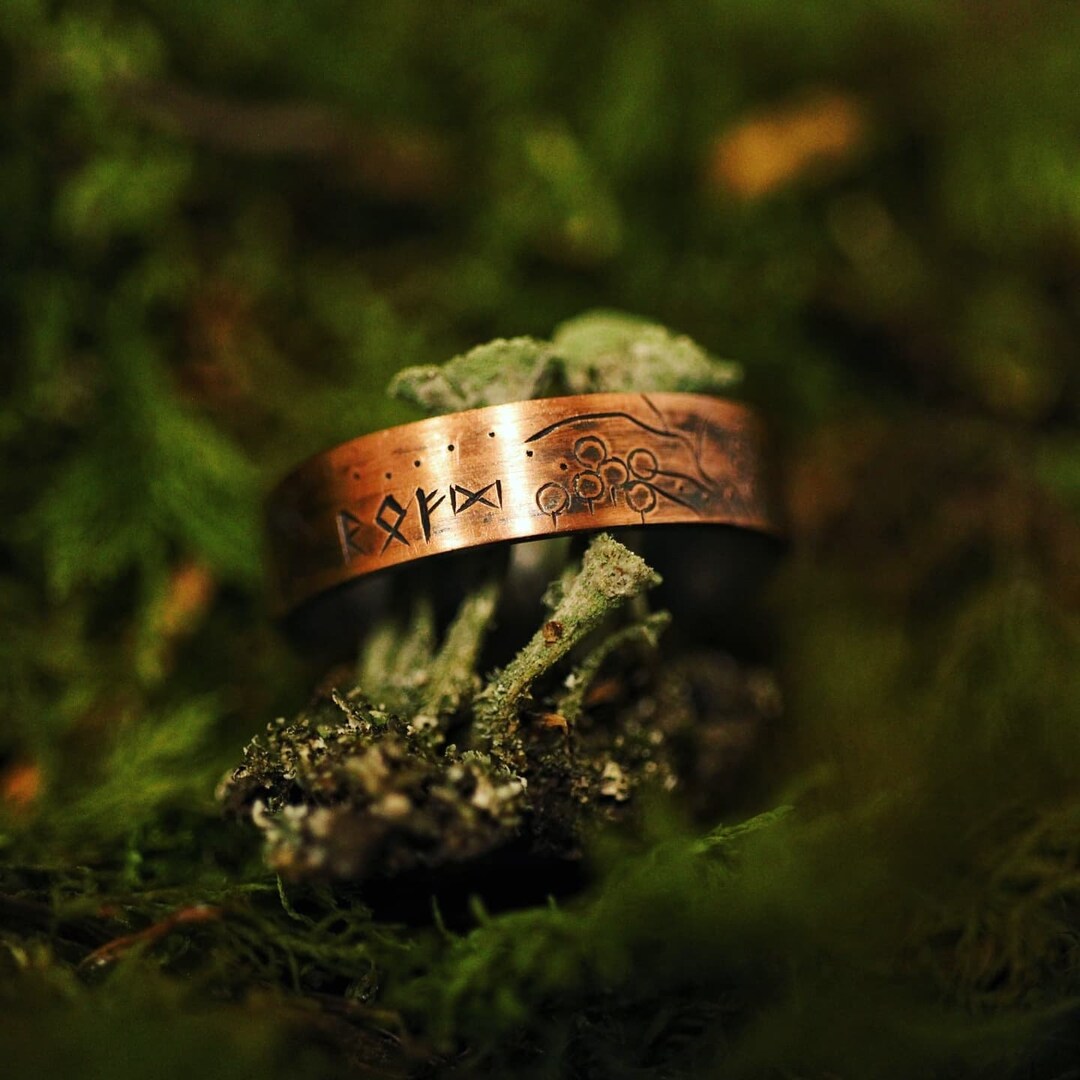 Copper Old Map Cartography Ring Hand Engraved Runes Mountains - Etsy