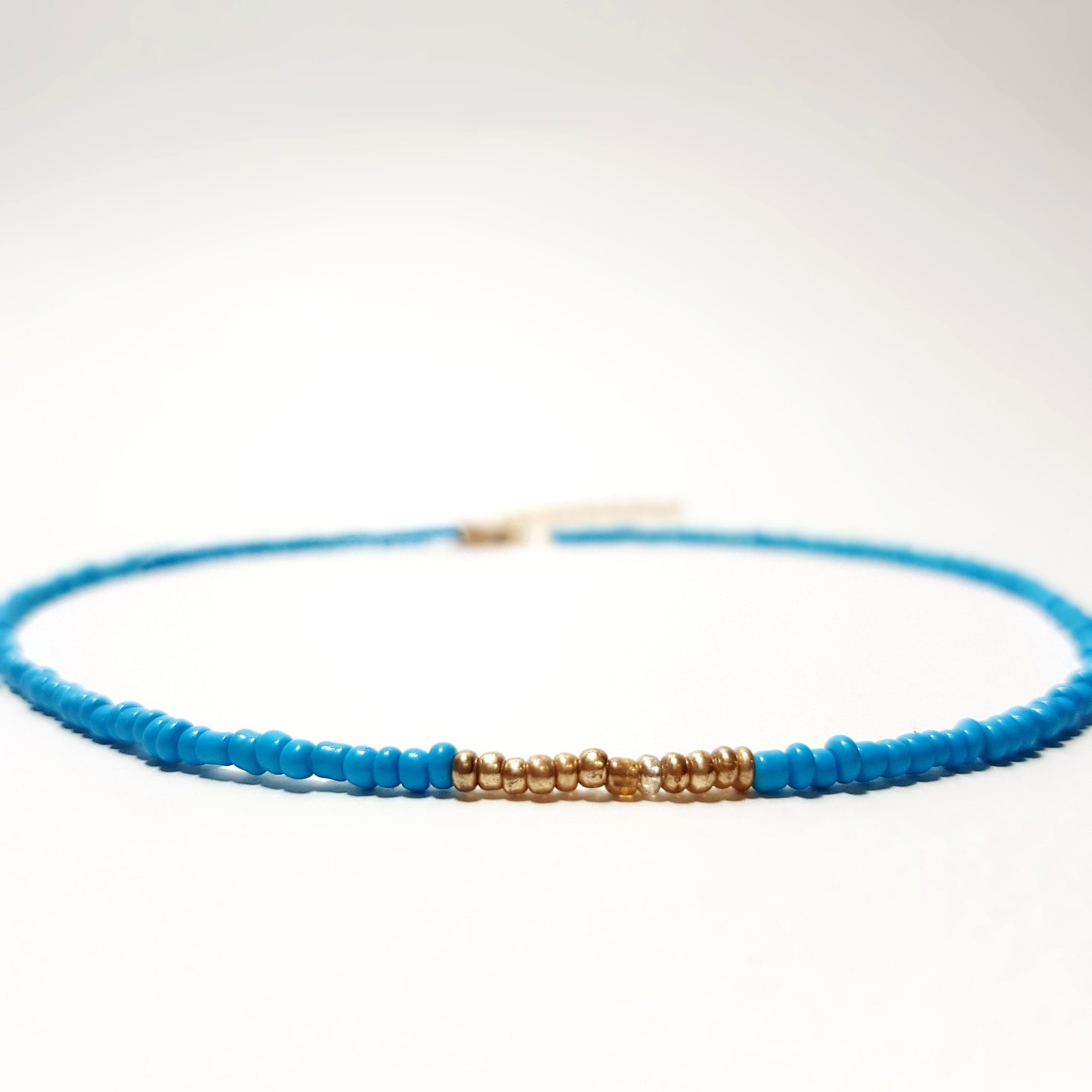 Turquoise Choker Necklace Gold Choker Glass Necklace Beach - Etsy