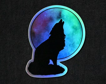 Galaxy Howling Wolf Sticker - Etsy