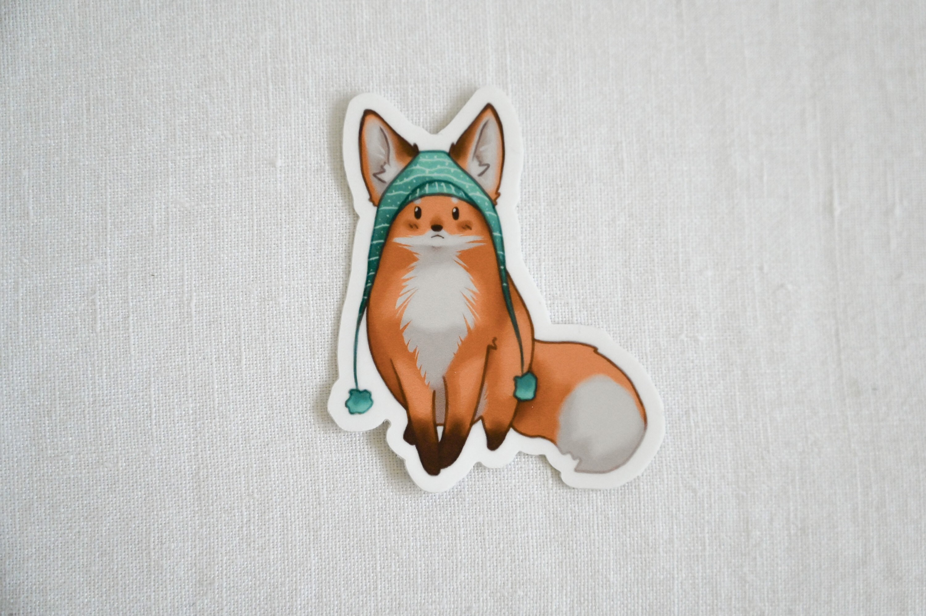Red Fox Stickers • Cute Red Fox With Winter Hat • Kawaii Fox Sticker ...