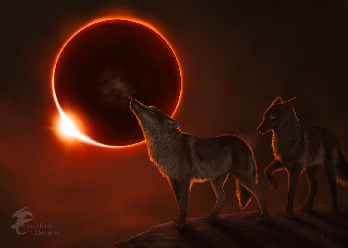 Hati and Sköll Norse Mythology Wolves Giclée Art Print - Etsy