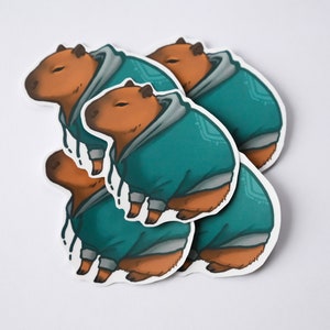 Capybara Stickers • Cozy Capybara in Hoodie • Cute Animal Stickers ...