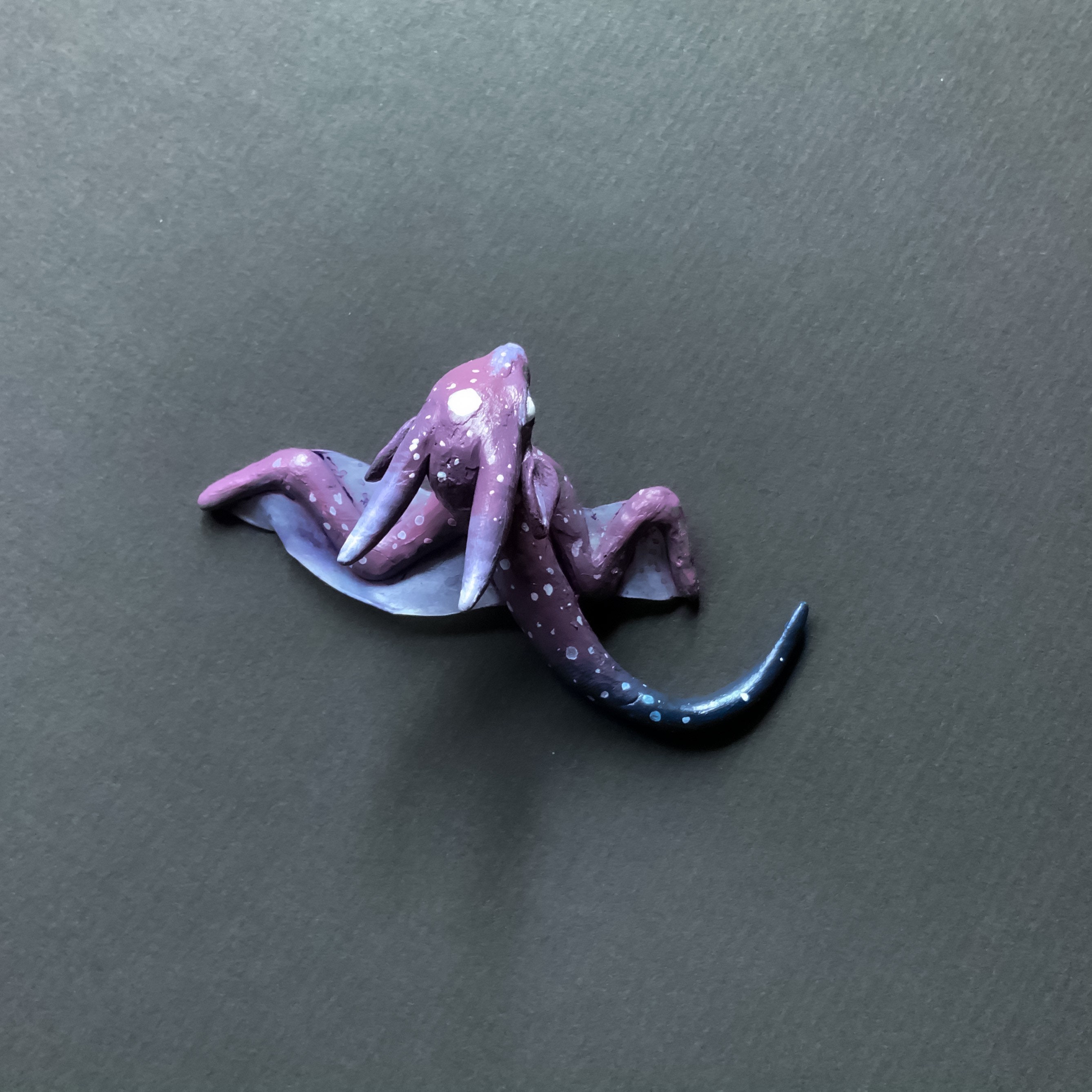 OOAK Baby Dragon, Dragonet, Wyvern, Wyrm, Moon Skeleton Dragon, Clay ...
