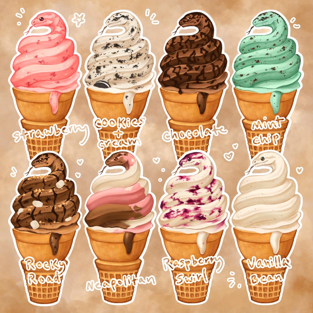 Ice Cream Snakes With Custom Flavors • Vinyl Stickers • Soft Serve Ice ...