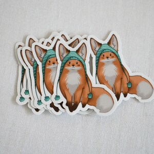 Red Fox Stickers • Cute Red Fox With Winter Hat • Kawaii Fox Sticker ...