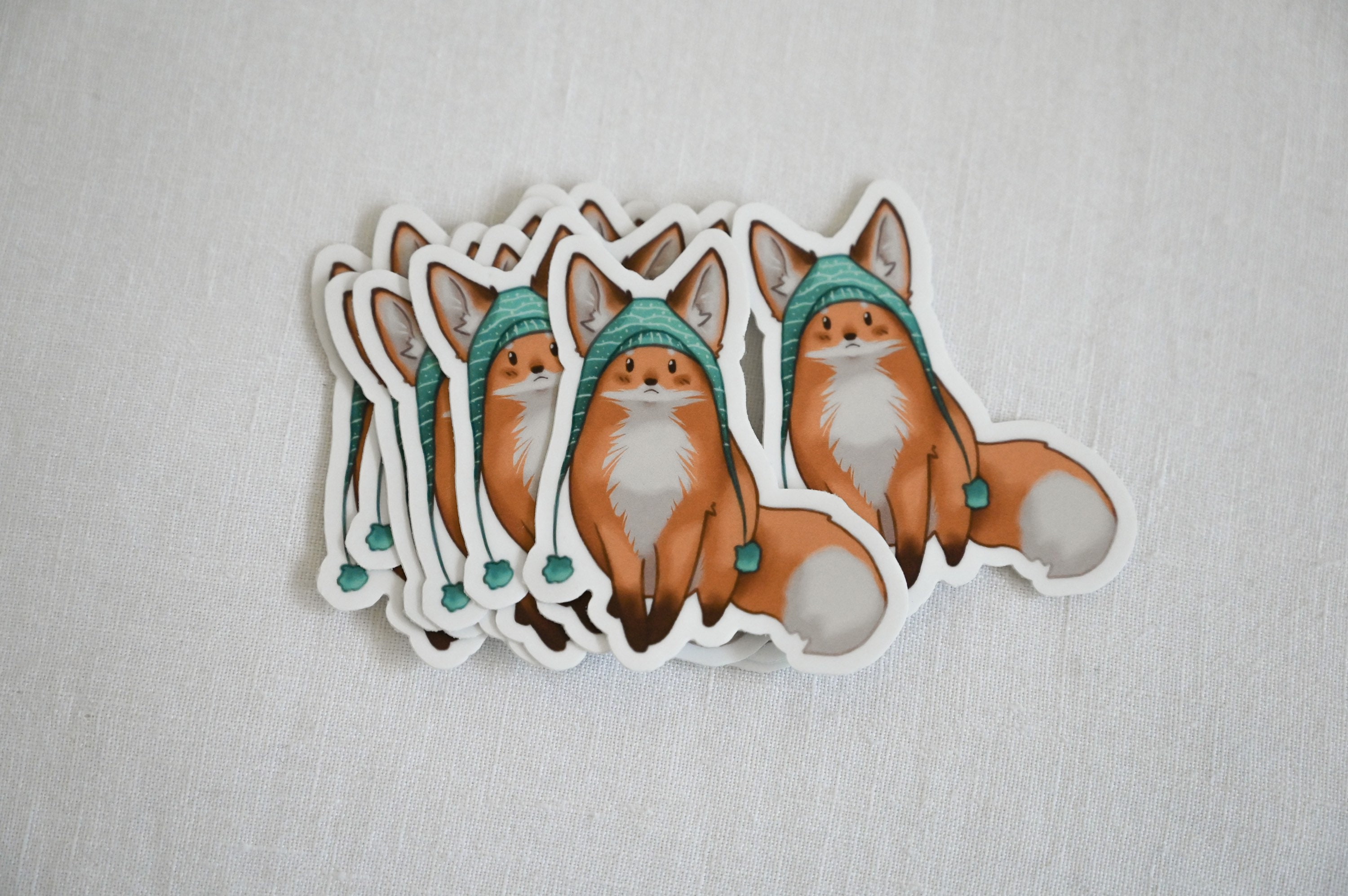 Red Fox Stickers • Cute Red Fox With Winter Hat • Kawaii Fox Sticker ...