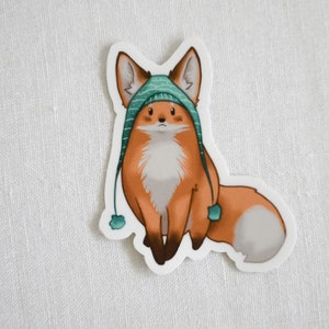 Red Fox Stickers • Cute Red Fox With Winter Hat • Kawaii Fox Sticker ...