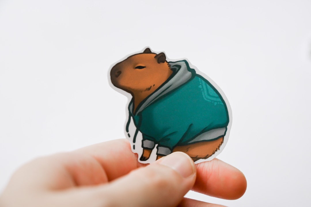 Capybara Stickers • Cozy Capybara in Hoodie • Cute Animal Stickers ...