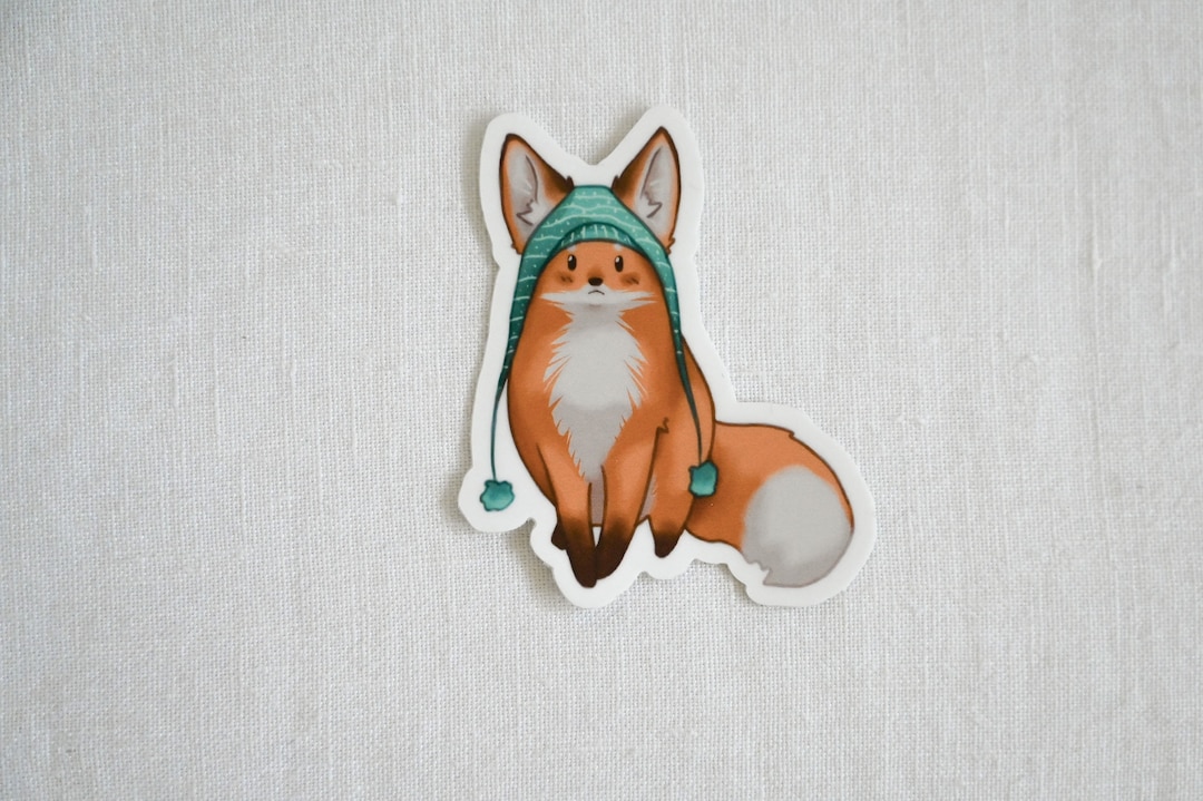 Red Fox Stickers • Cute Red Fox With Winter Hat • Kawaii Fox Sticker ...