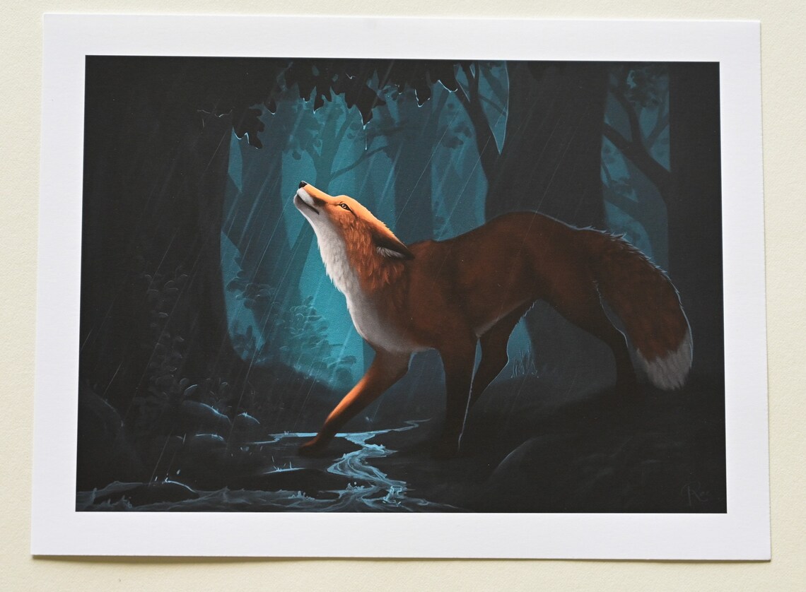 Rain Fox Red Fox Giclée Art Print - Etsy